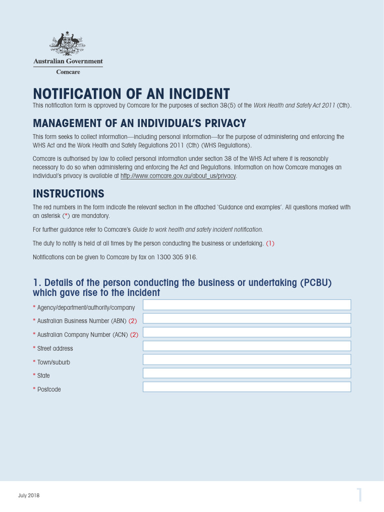 Incident Notification Form 3 | PDF