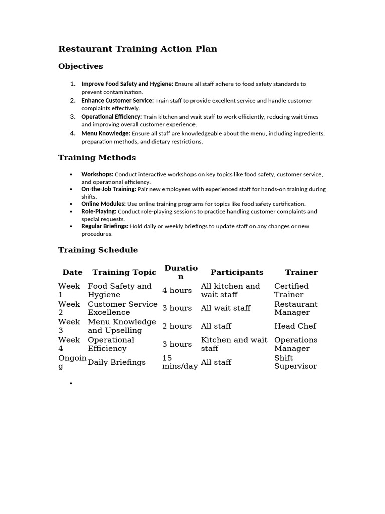 Training Action Plans | PDF