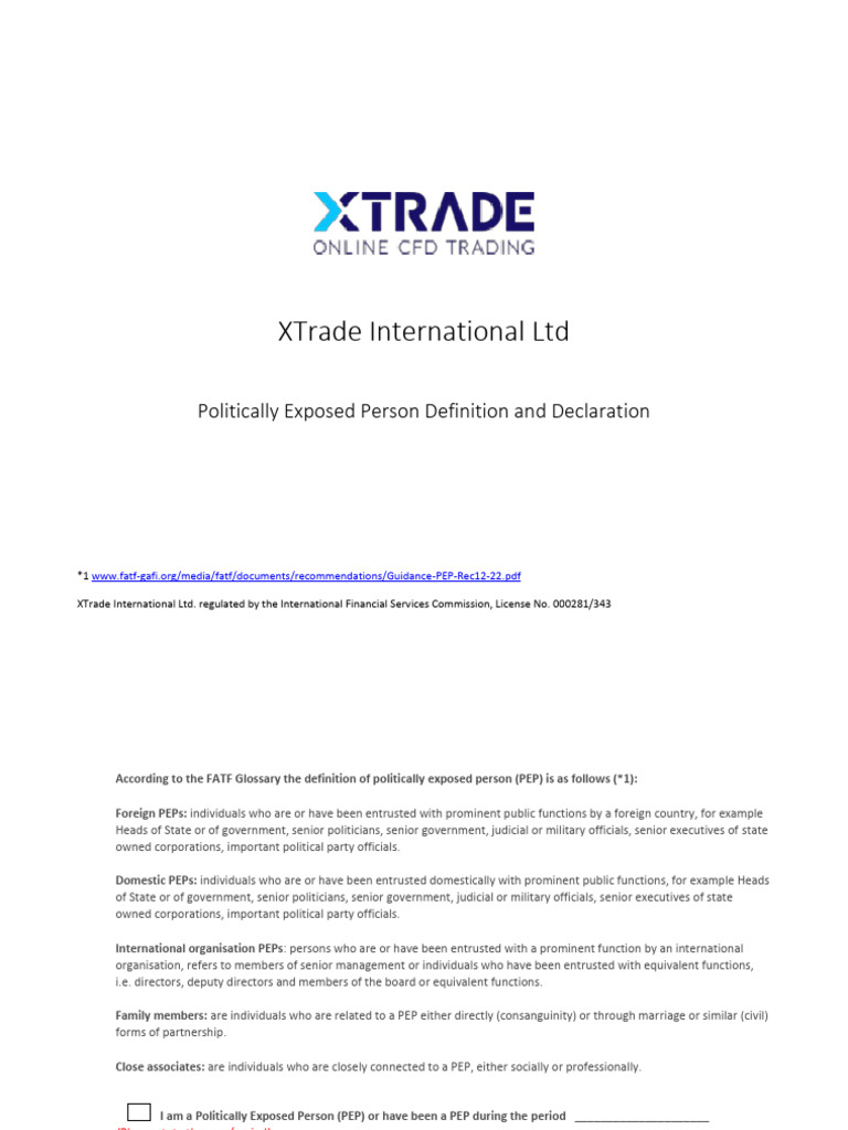 Politically Exposed Person Definition and Declaration XINT 270921 | PDF