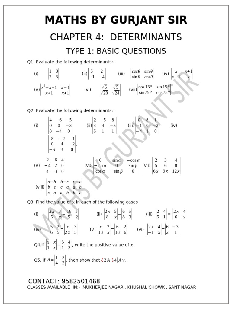 Chapter 4 Determinants | PDF