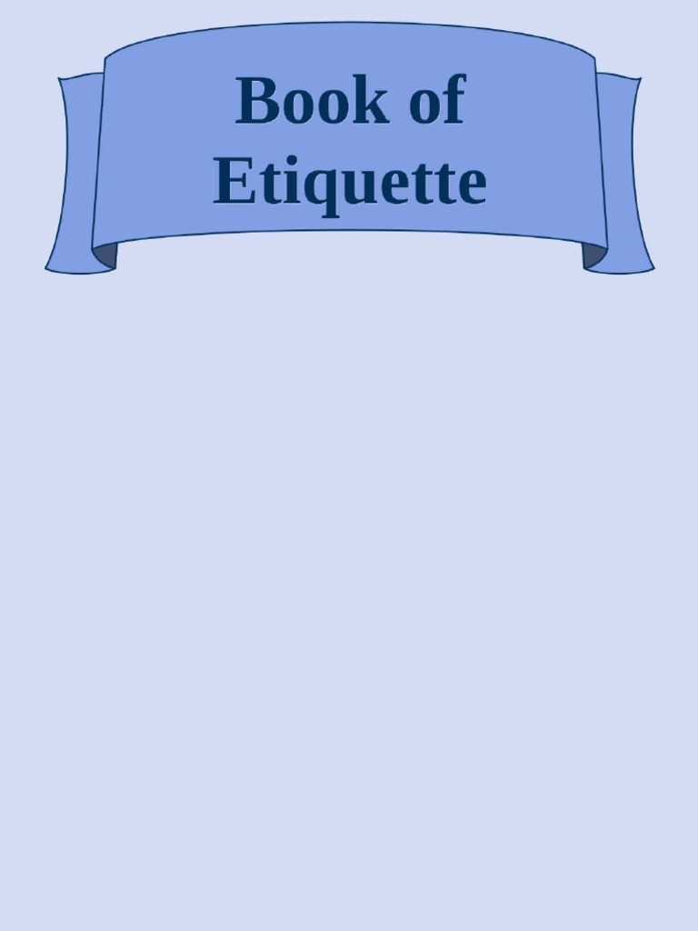 Book of Etiquette | PDF