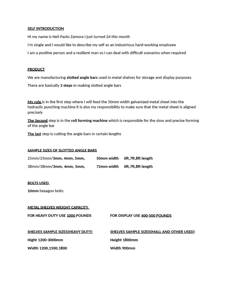 Self Introduction | PDF