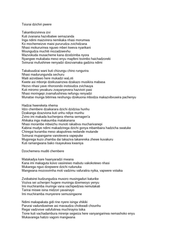 Shona Poems by Brenda Dzangare | PDF