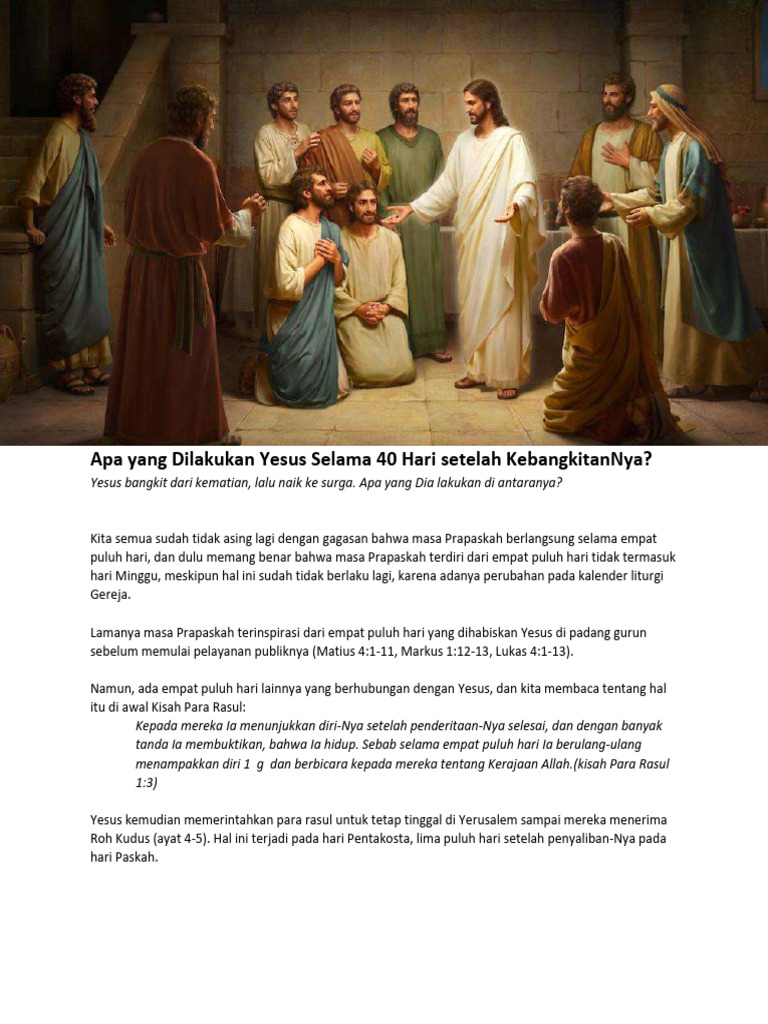 Apa Yang Dilakukan Yesus Selama 40 Hari Setelah KebangkitanNya | PDF