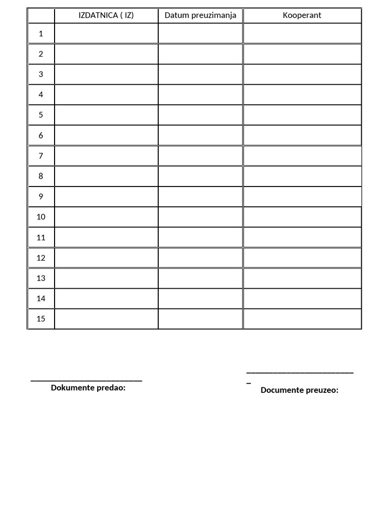 Izdatnica Blanko | PDF