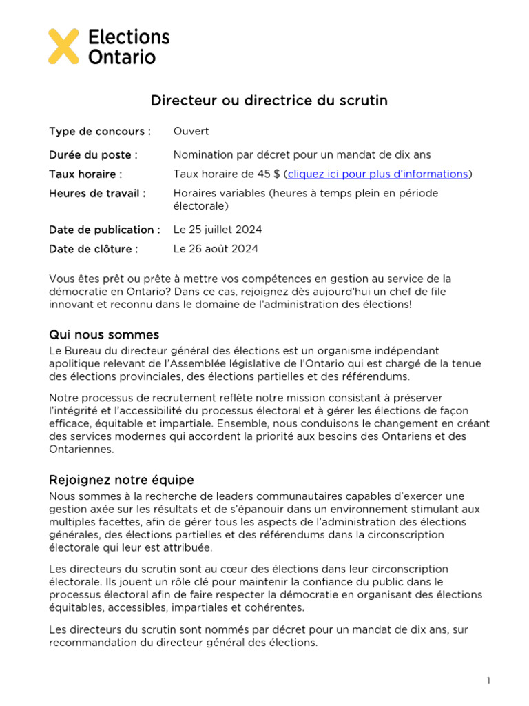 Directeur ou directrice du scrutin | PDF