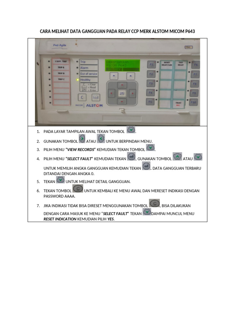 Sop Relay CCP Merk Alstom Micom P643 | PDF