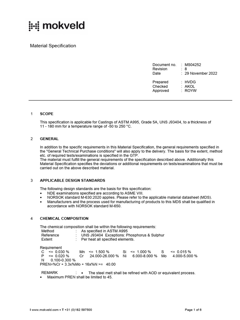 Material Specification: Scope | PDF