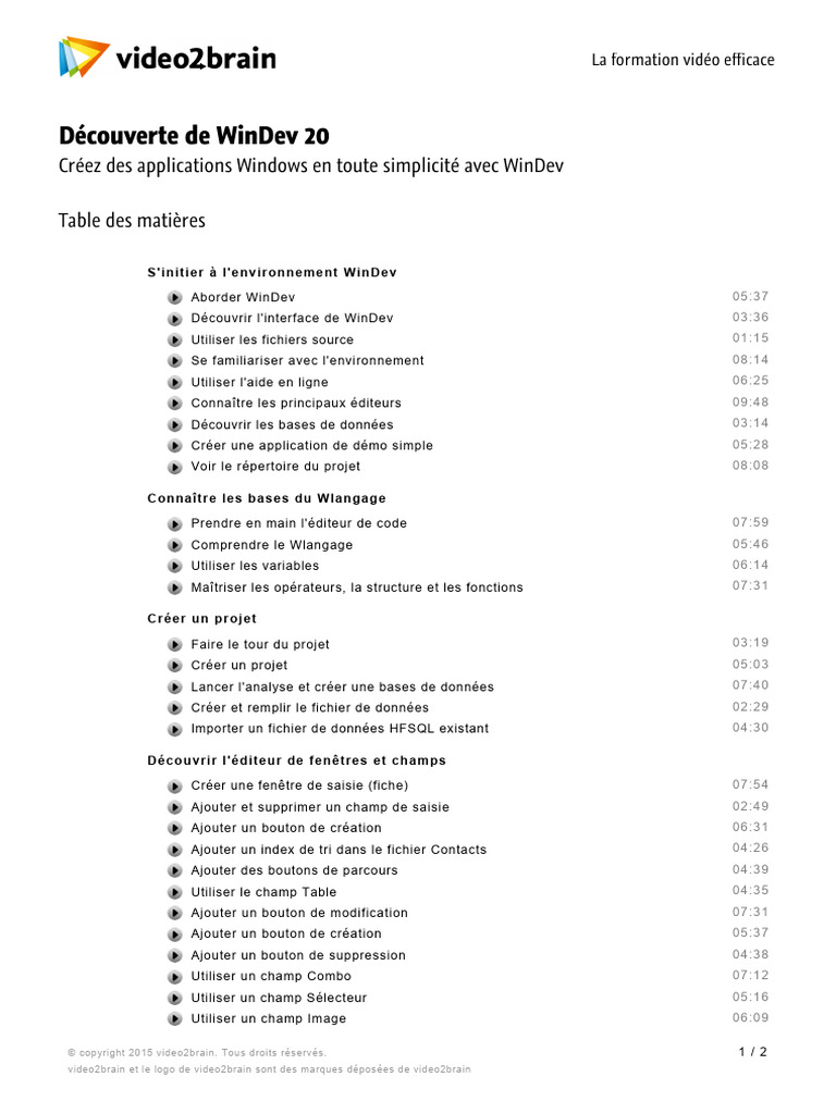 decouverte_de_windev_20_toc | PDF decouverte_de_windev_20_toc | PDF