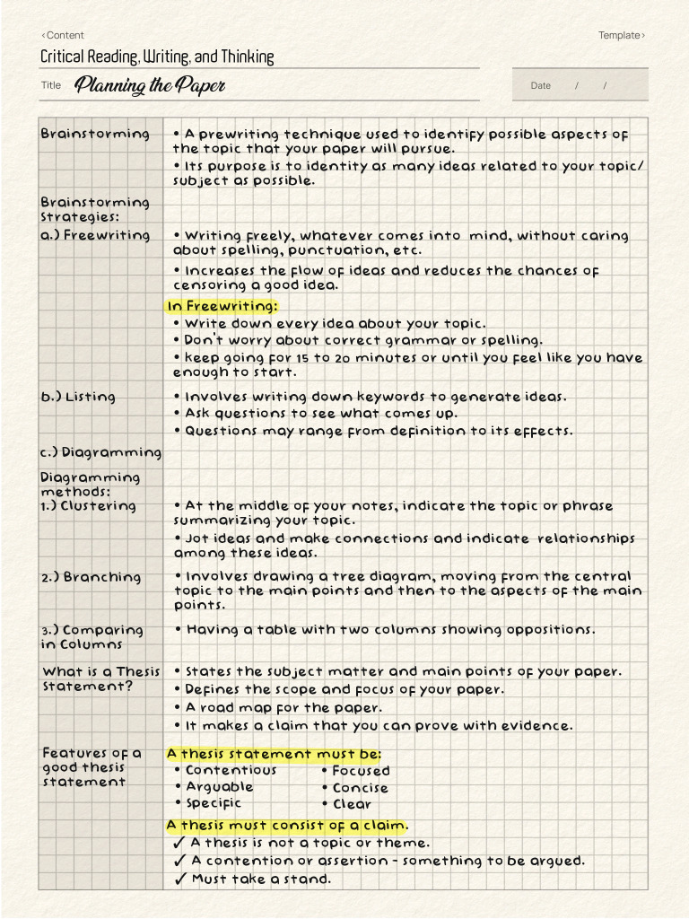 Planning The Paper | PDF
