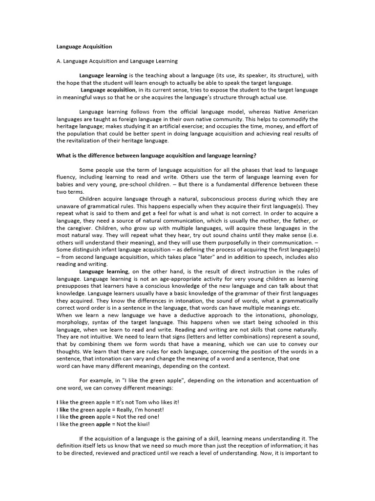 Language Acquisition | PDF