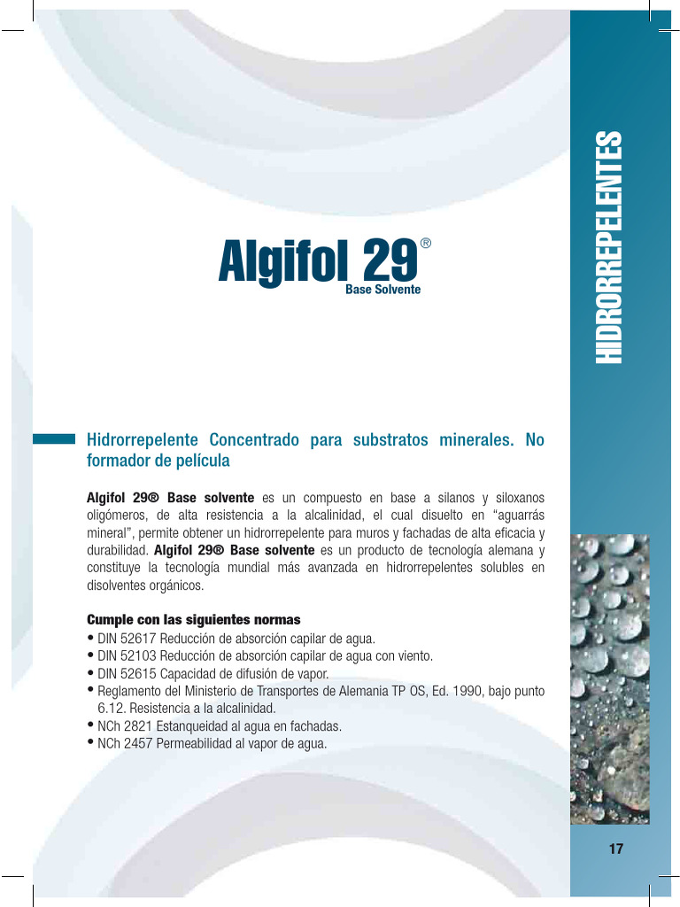 FichaAlgifol29 Solvente | PDF | Agua | Solvente