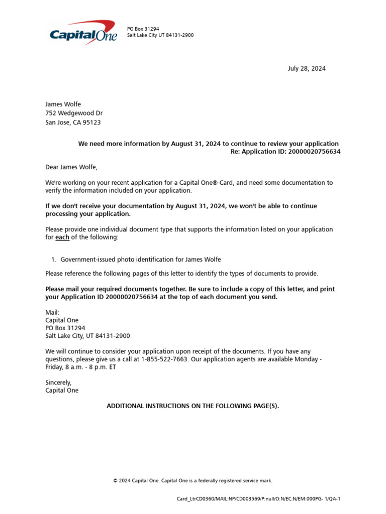 Additional Information Letter | PDF