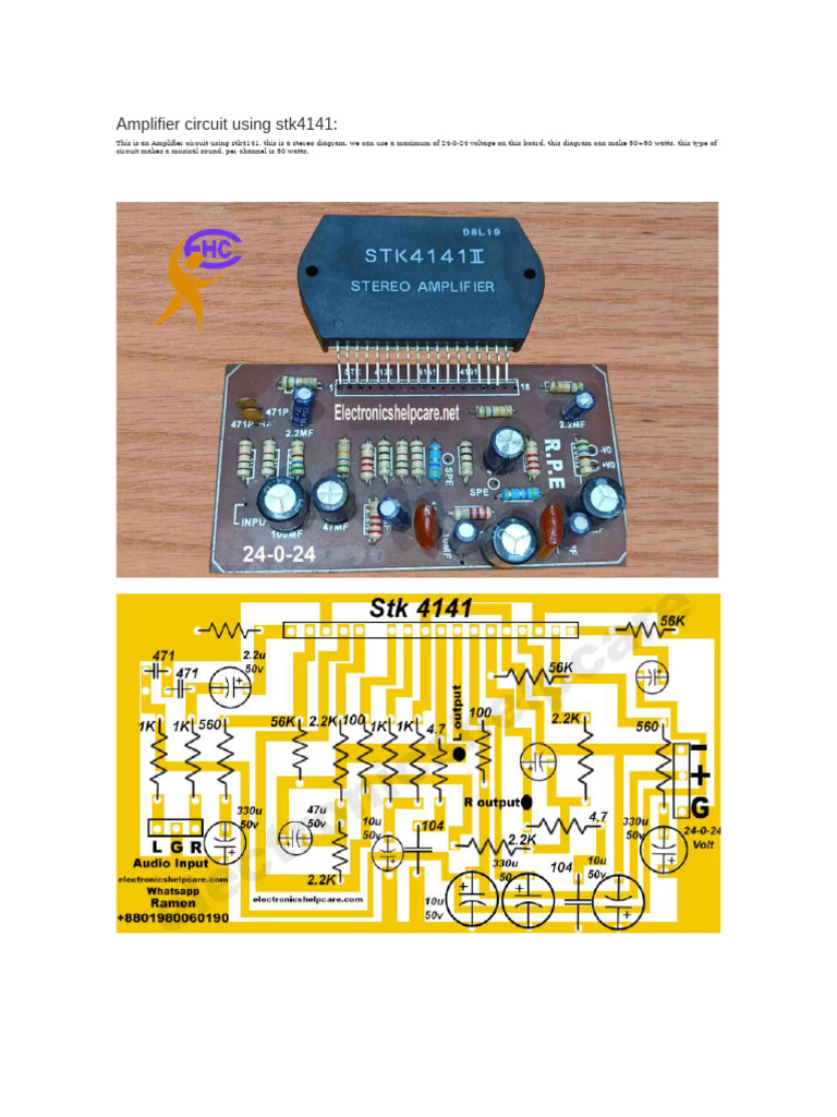 Amplifier Circuit Using stk4141 | PDF