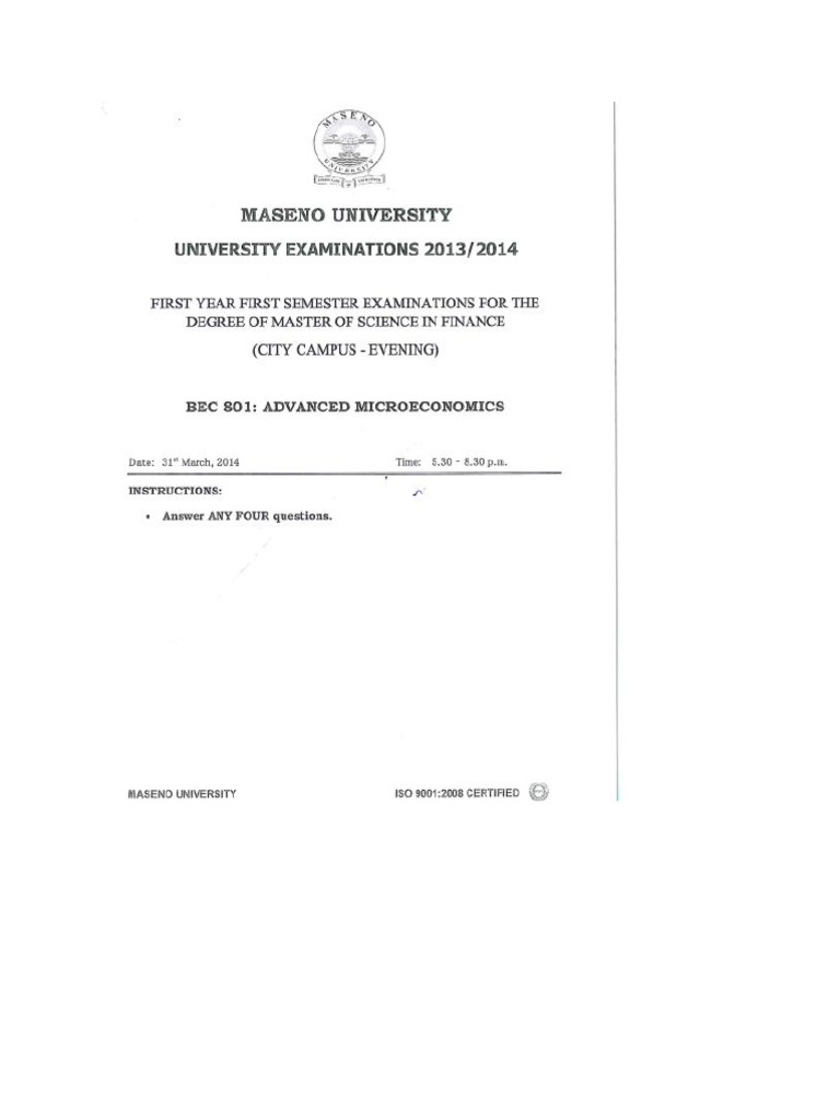 Bec 801 Advanced Microeconomics | PDF