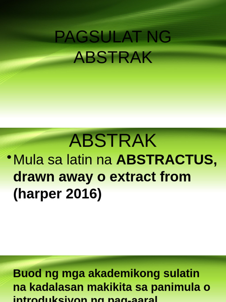 Pagsulat NG Abstrak | PDF