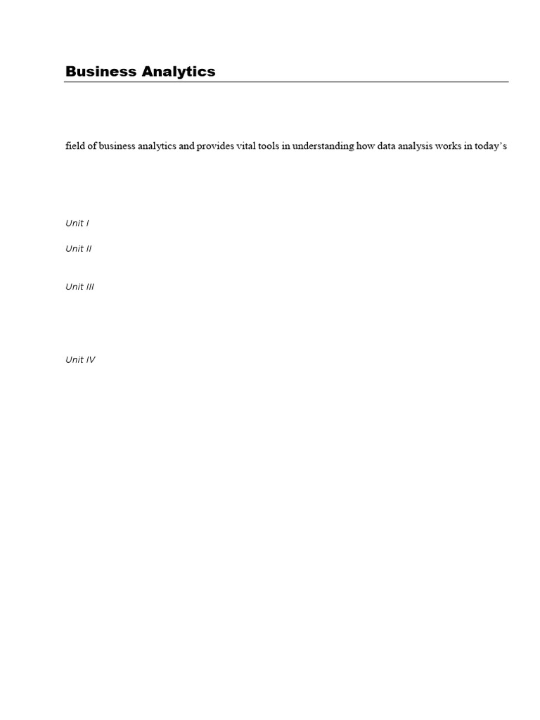 Business Analytics | PDF