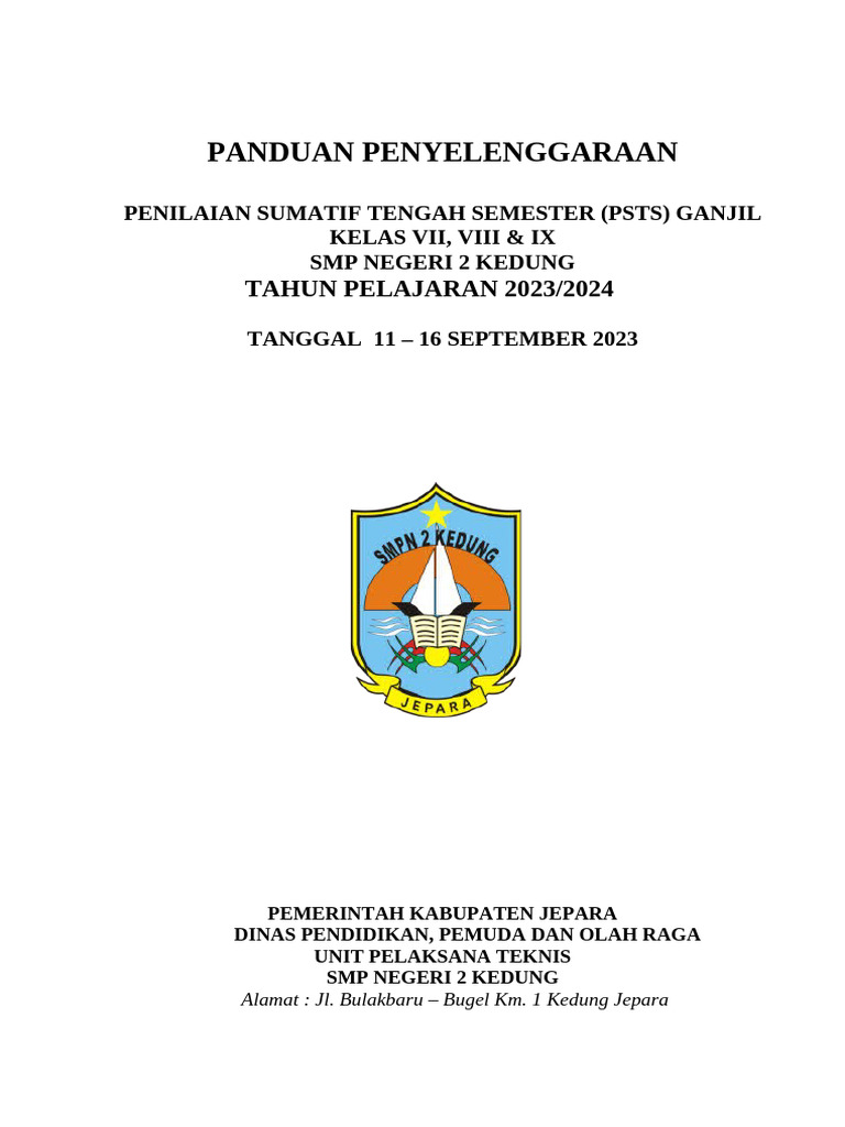 Panduan PSTS Ganjil 2023 | PDF