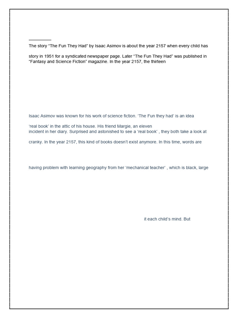 THE FUN THEY HAD | PDF