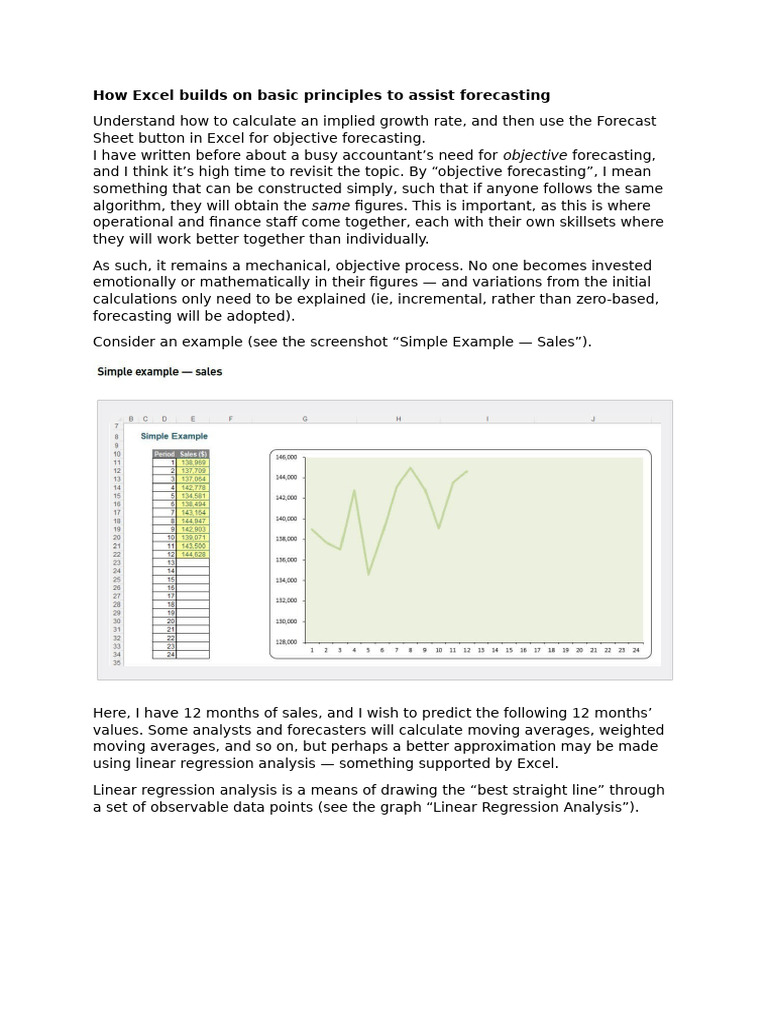How Excel Builds On Basic Principles To Assist Forecasting | PDF