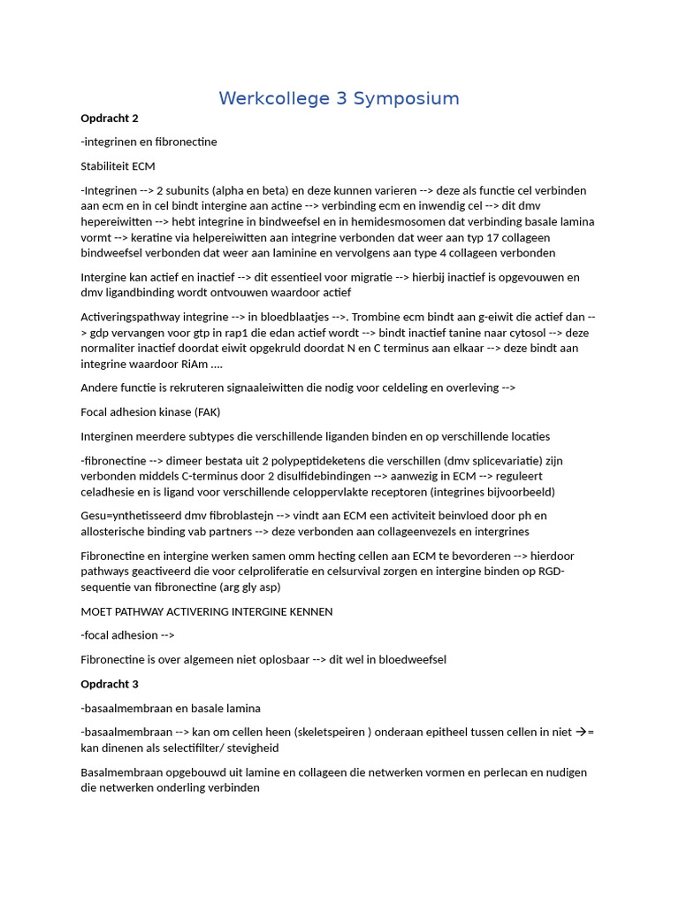 Werkcollege 3 Symposium | PDF