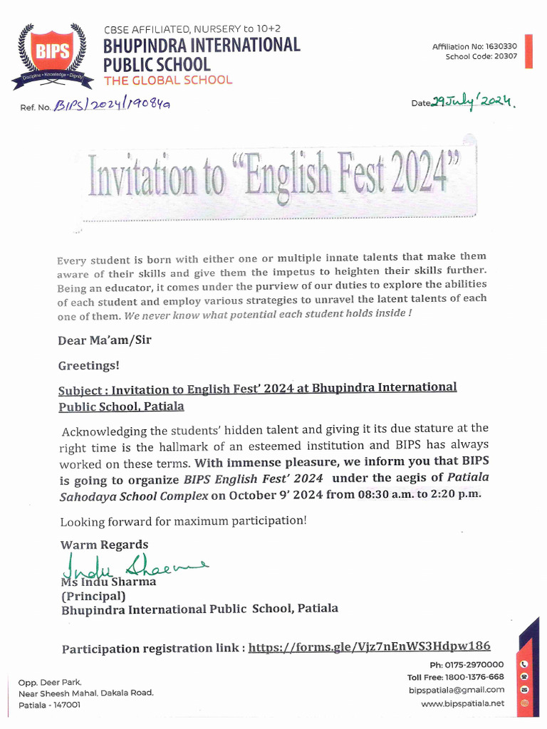 BIPS English Fest 2024 | PDF