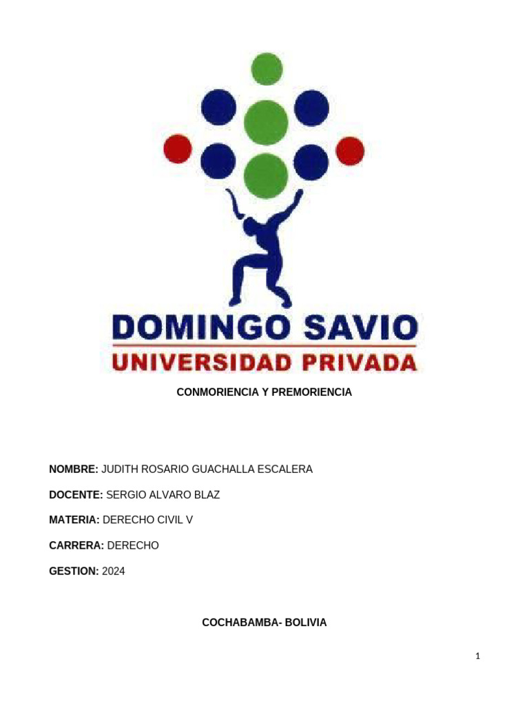 Conmoriencia y Premoriencia Civil V | PDF