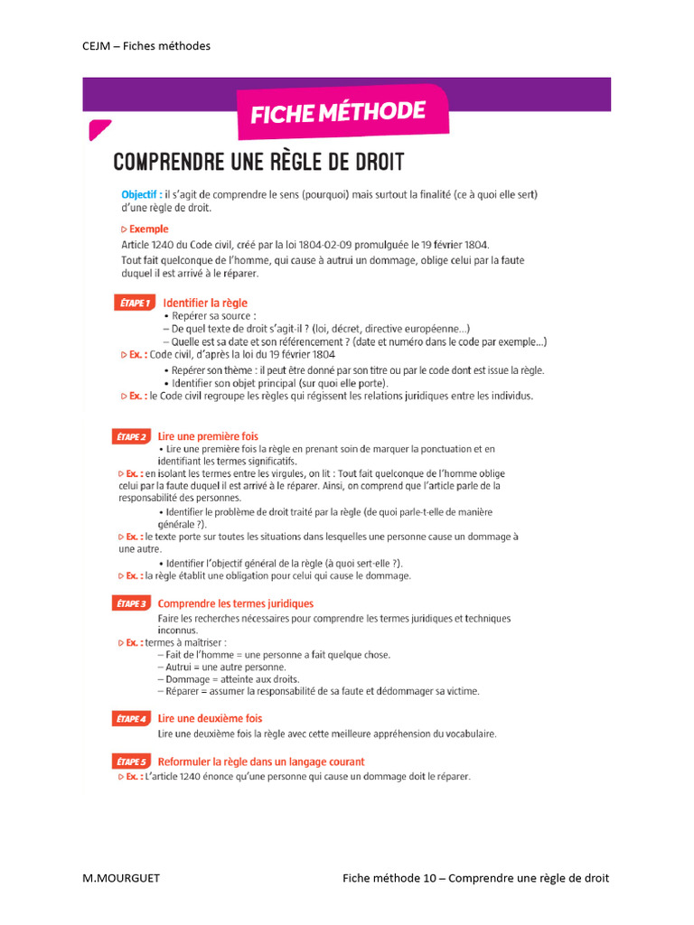 Fiche Méthode 10 - Comprendre Une Règle de Droit | PDF