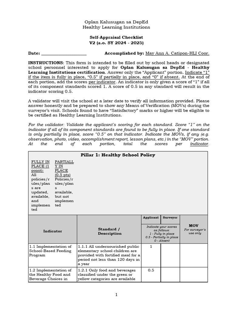 BAES - 108832 - (PMCDD HLI) 2024 OKD-HLI Self-Appraisal Checklist - 3. ...