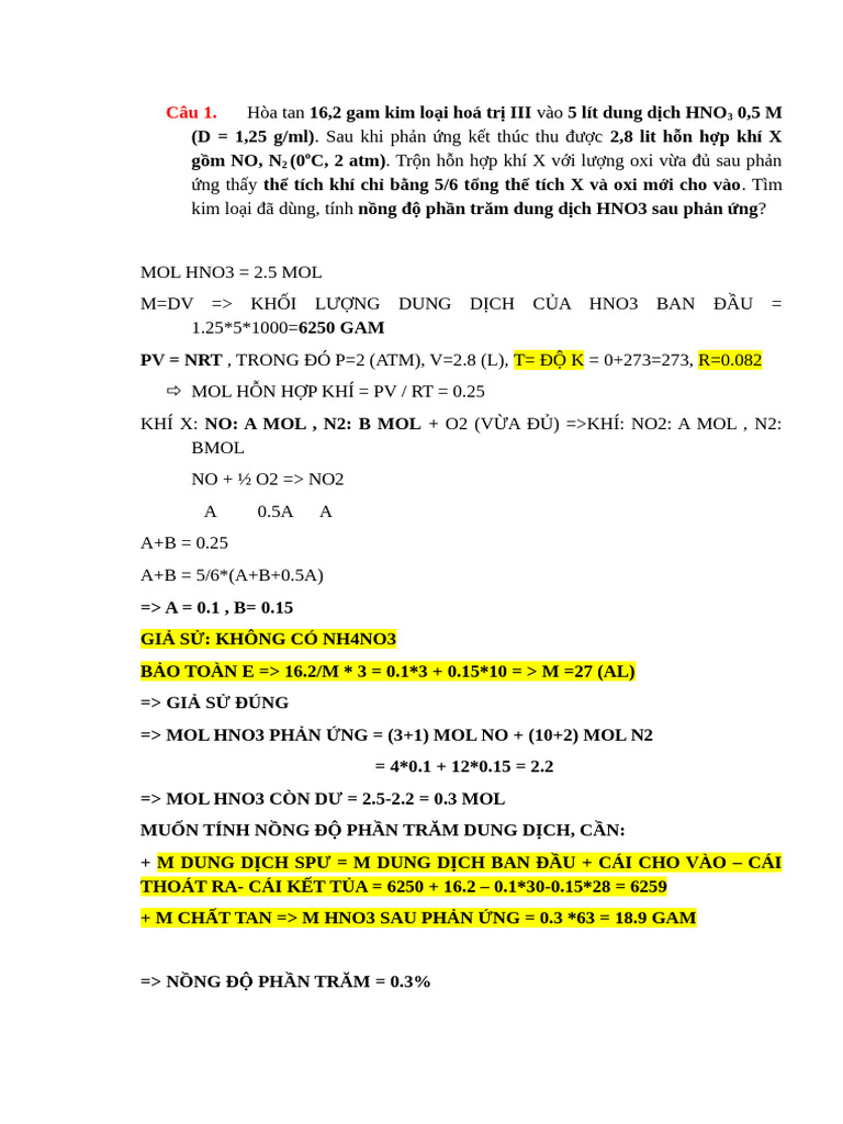 ôn tập HNO3 | PDF