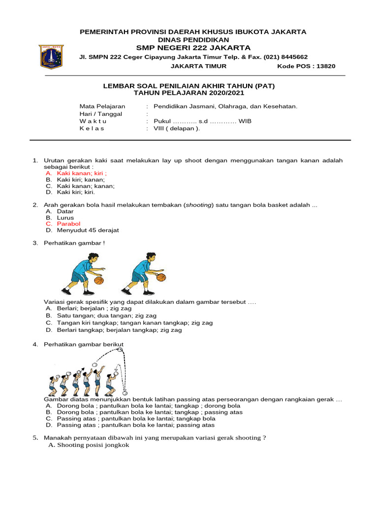 Soal PAT PJOK KLS 9 SMT 2 | PDF