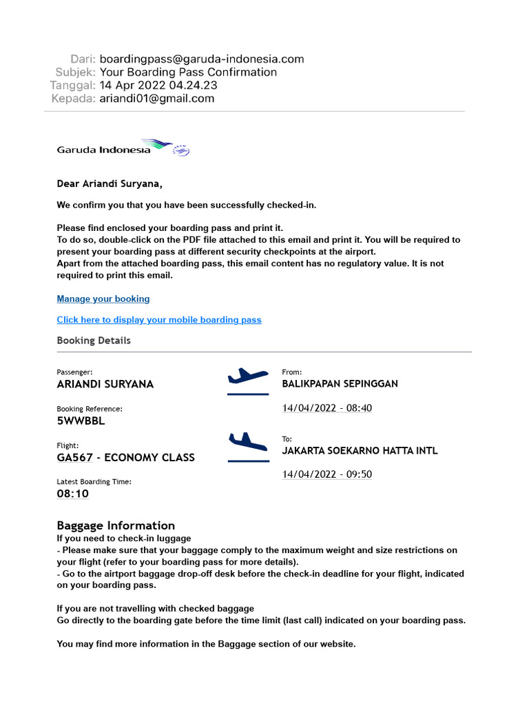 Your Boarding Pass Confirmation | PDF