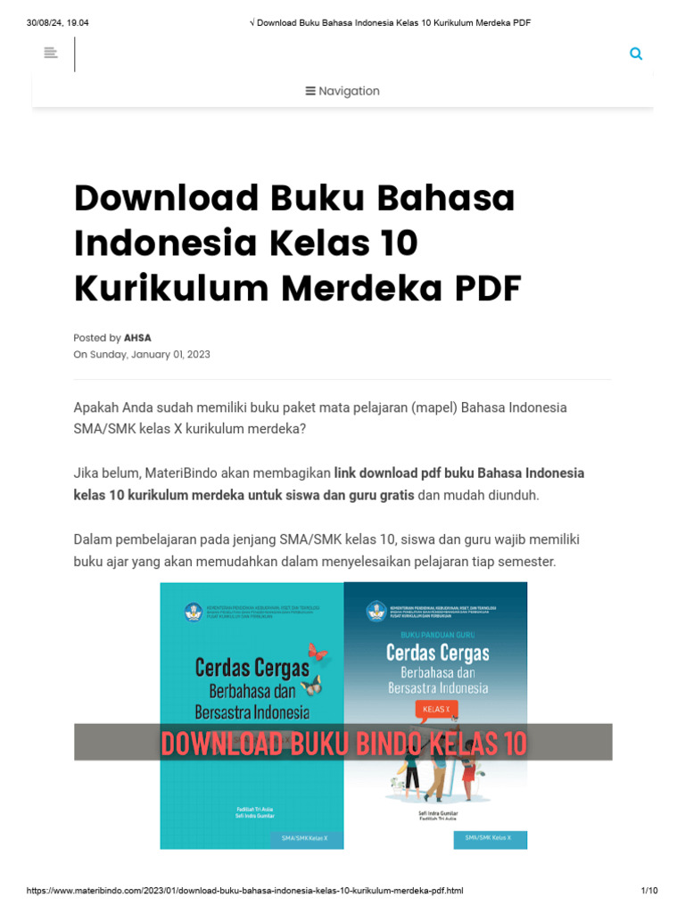 Buku Bahasa Indonesia Kelas 10 PDF | PDF