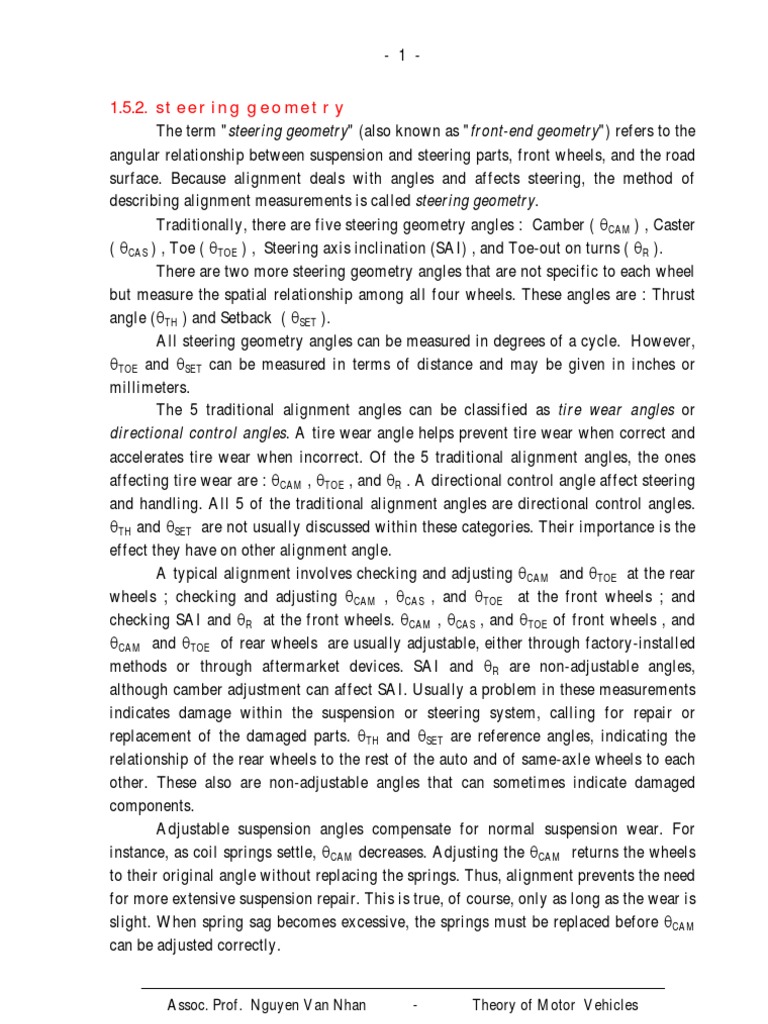 Steering Geometry Angles | Download Free PDF | Tire | Suspension (Vehicle)