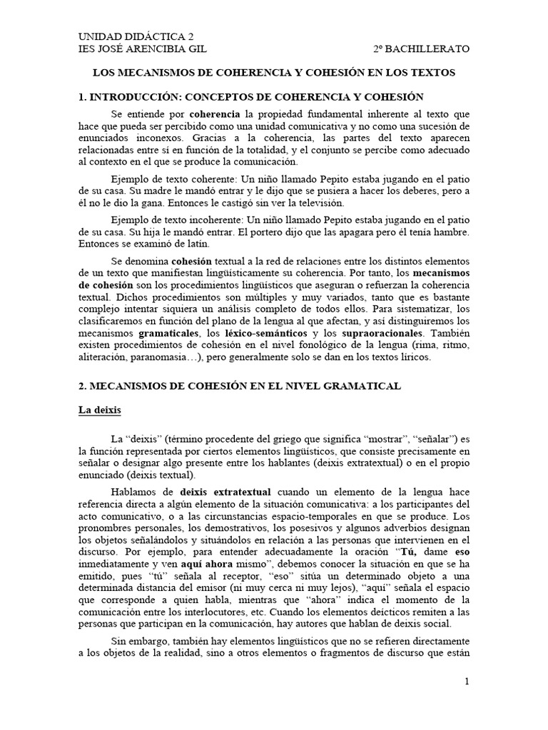 Elementos Cohesión | PDF | Palabra | Pronombre