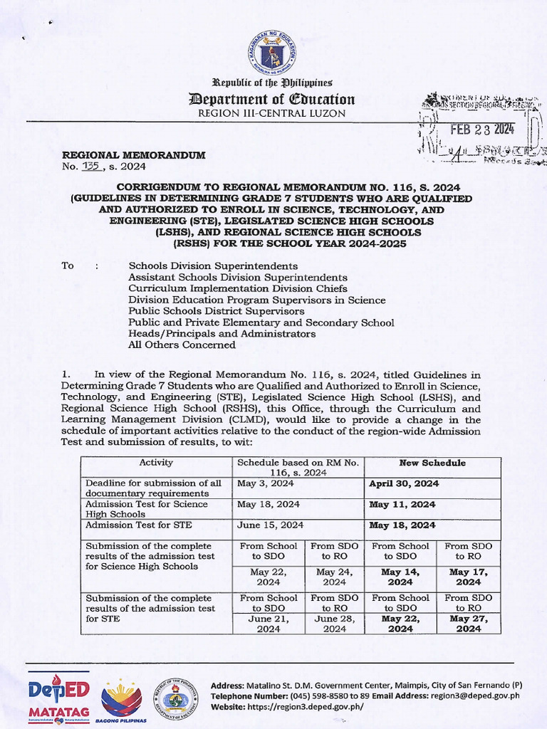RM No. 135 S.2024 Corrigendum To Regional Memorandum No. 116 S.2024 ...
