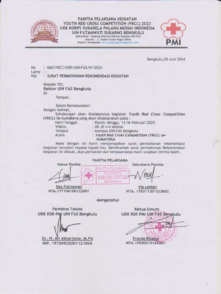 Pmi Surat Permohonan Rekomendasi Kegiatan | PDF