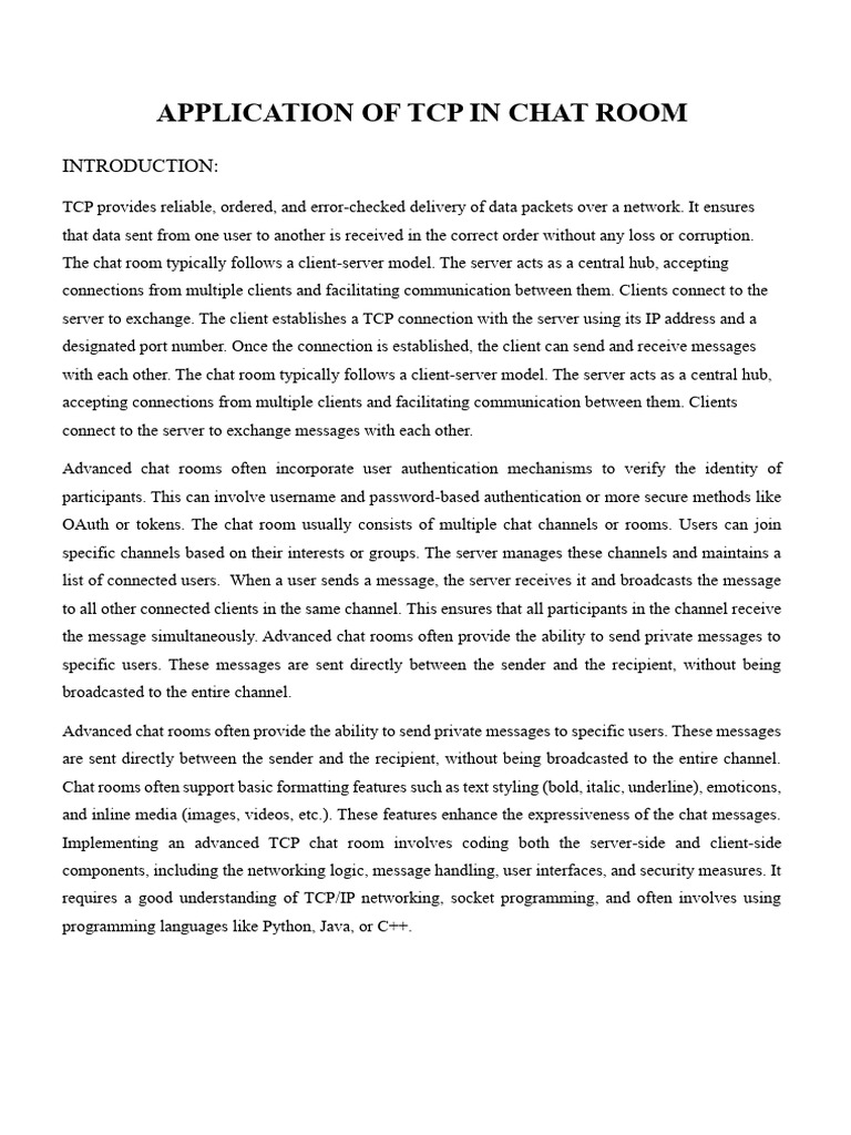 Advanced TCP Chat Room | PDF
