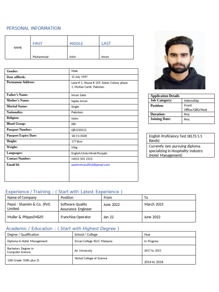 Ashir Imran C.V | PDF