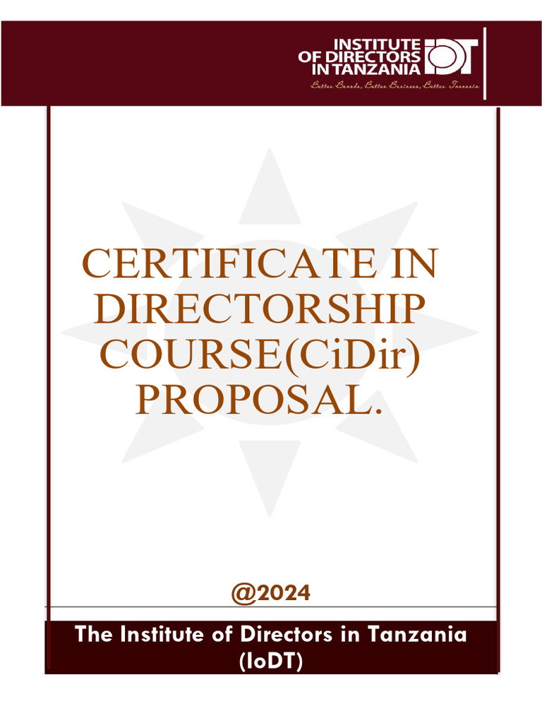 2024 IoDT Certificate in Directorship Proposal | PDF
