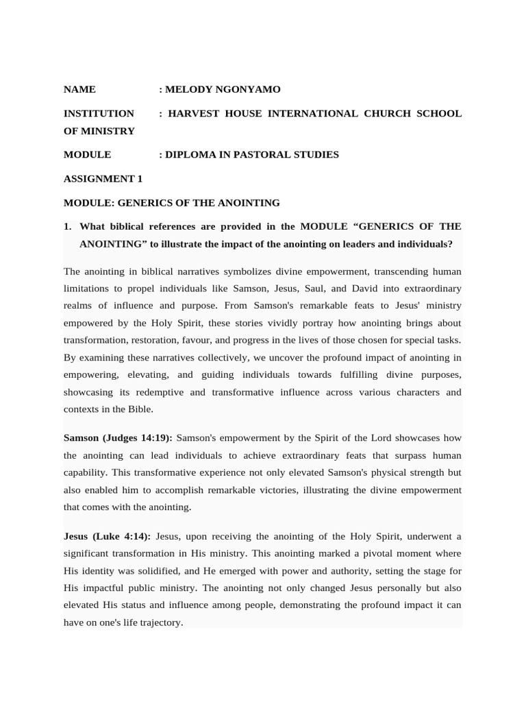 Pastoral Class 1ST Assignment | PDF