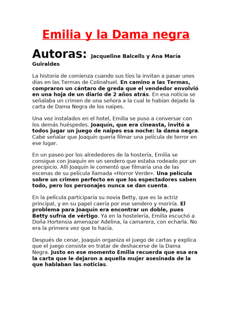 Emilia y La Dama Negra Resumen | PDF