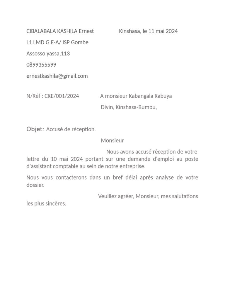 Accusé de Réception | PDF