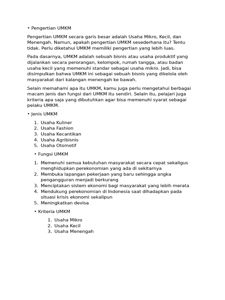 Pengertian Umkm Pdf