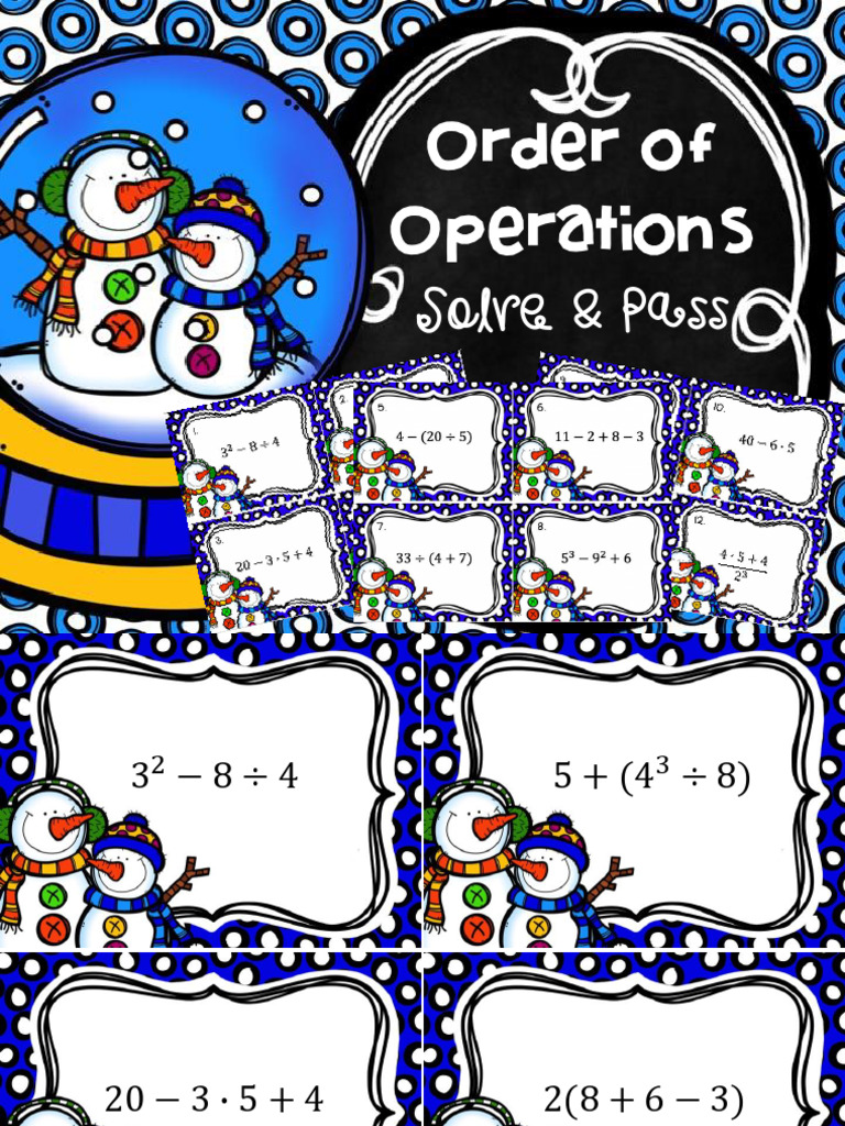 Winter Themed Orderof Operations Cards | PDF