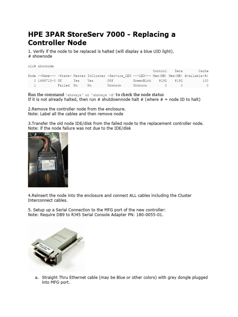 HPE 3PAR StoreServ - Node Replacement Instruction | PDF