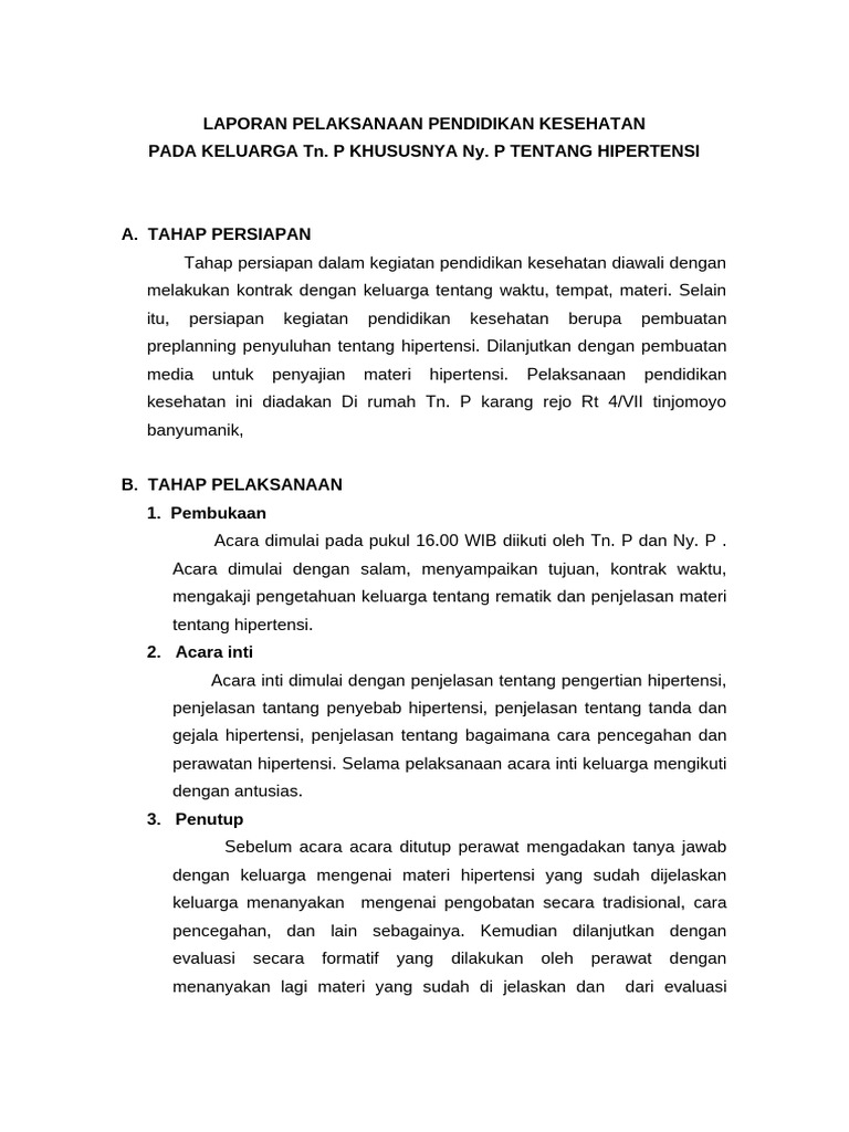 Laporan Penkes Hipertensi | PDF