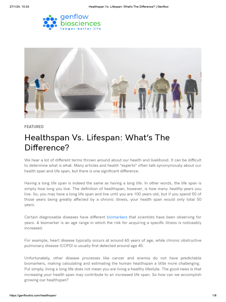 Healthspan vs. Lifespan - What's The Difference - Genflow | PDF