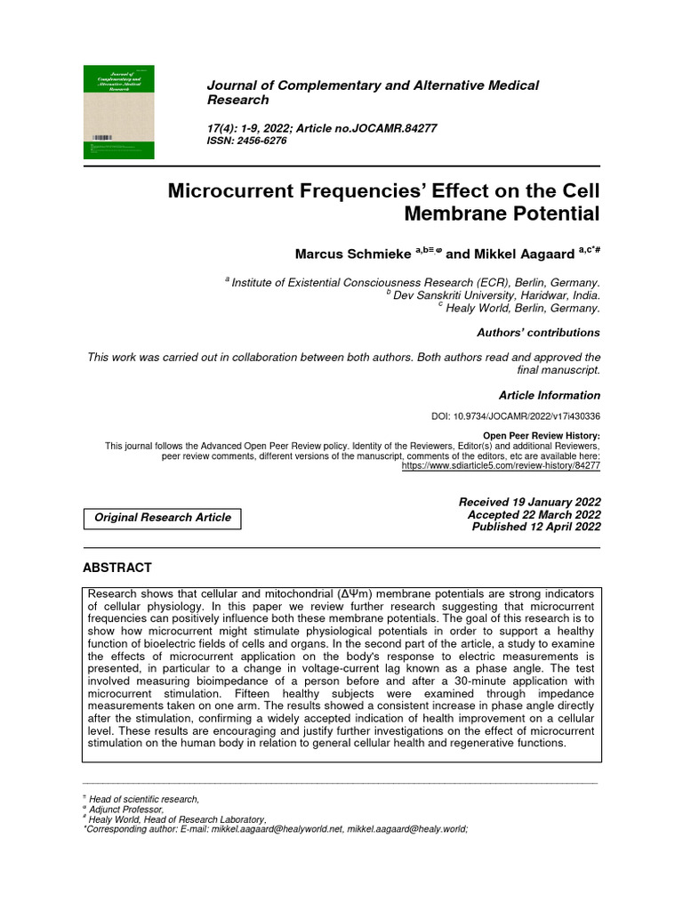 Microcurrent Frequencies Effect On The C | PDF