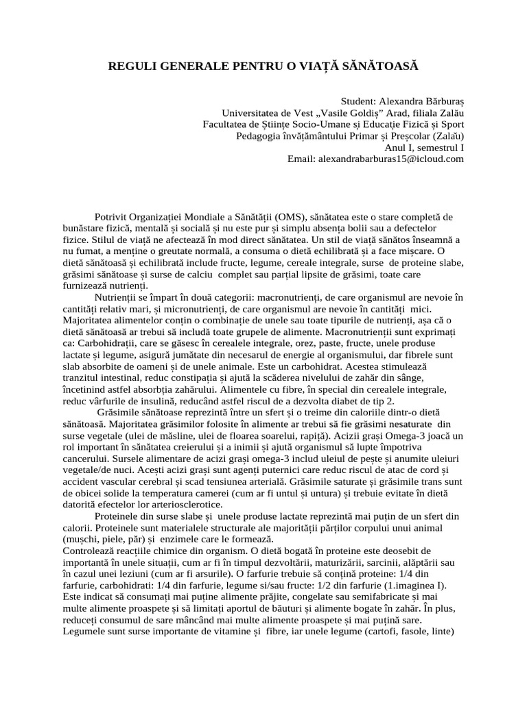 Reguli Generale Pentru o Viață Sănătoasă | PDF